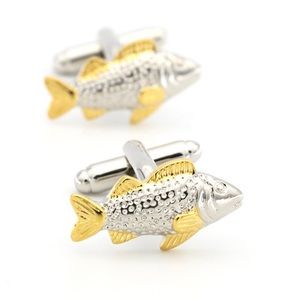 Accessories | Bass Fish Fisherman Silver And Gold Cufflinks | Poshmark